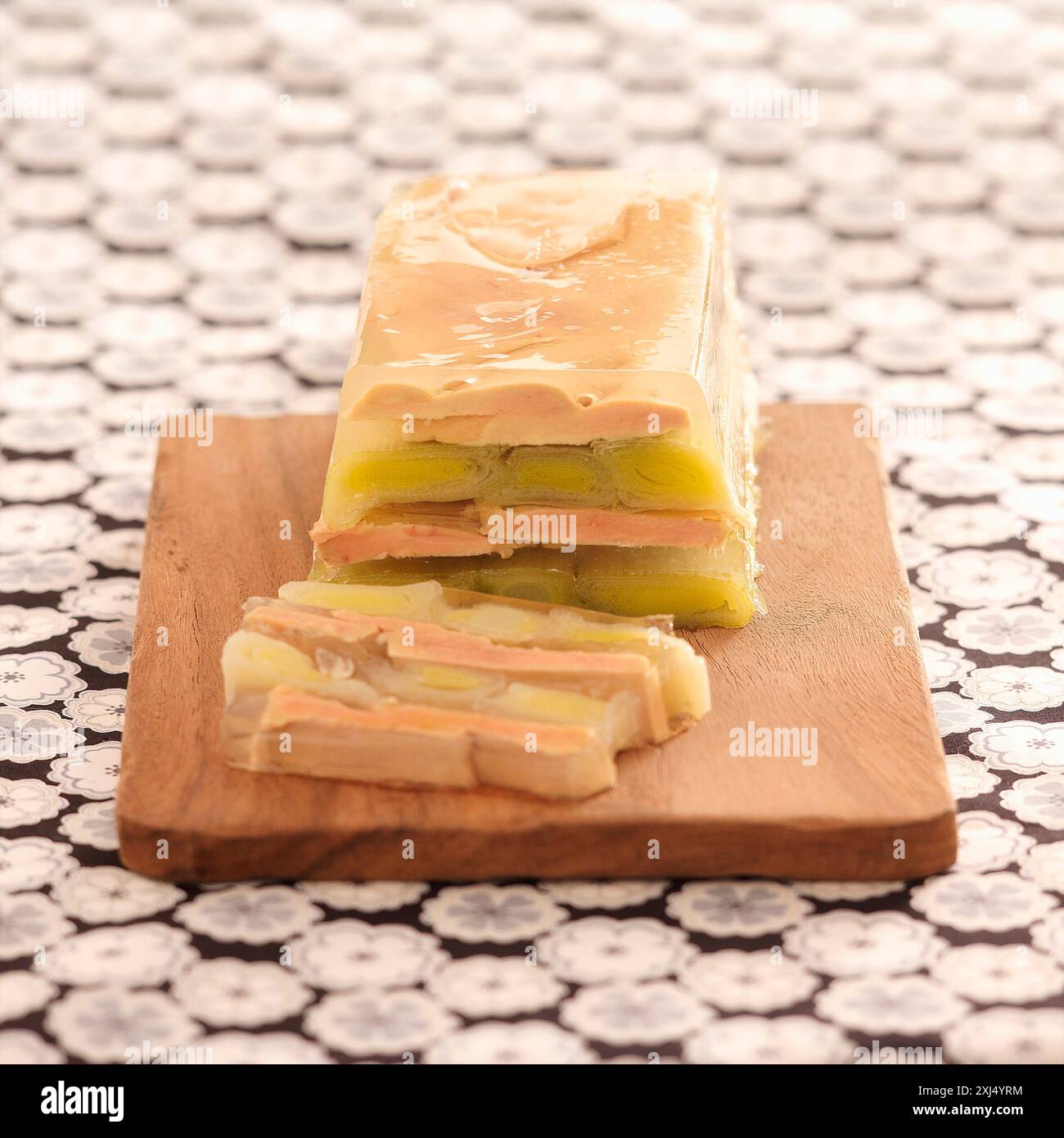 Pressed leek and Foie gras terrine Stock Photo - Alamy