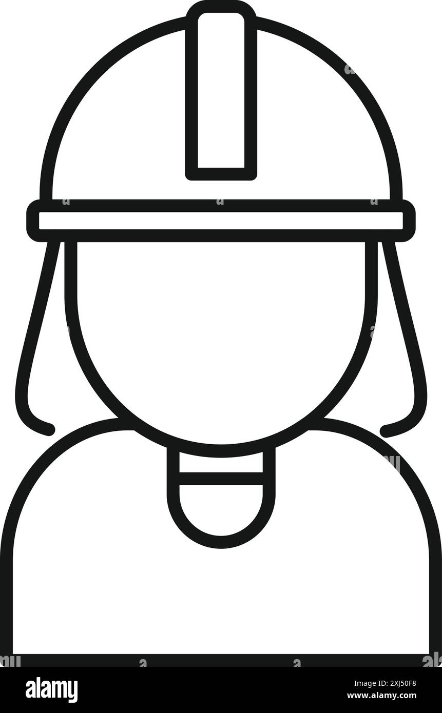 Simple line icon of a female construction worker wearing a hard hat ...