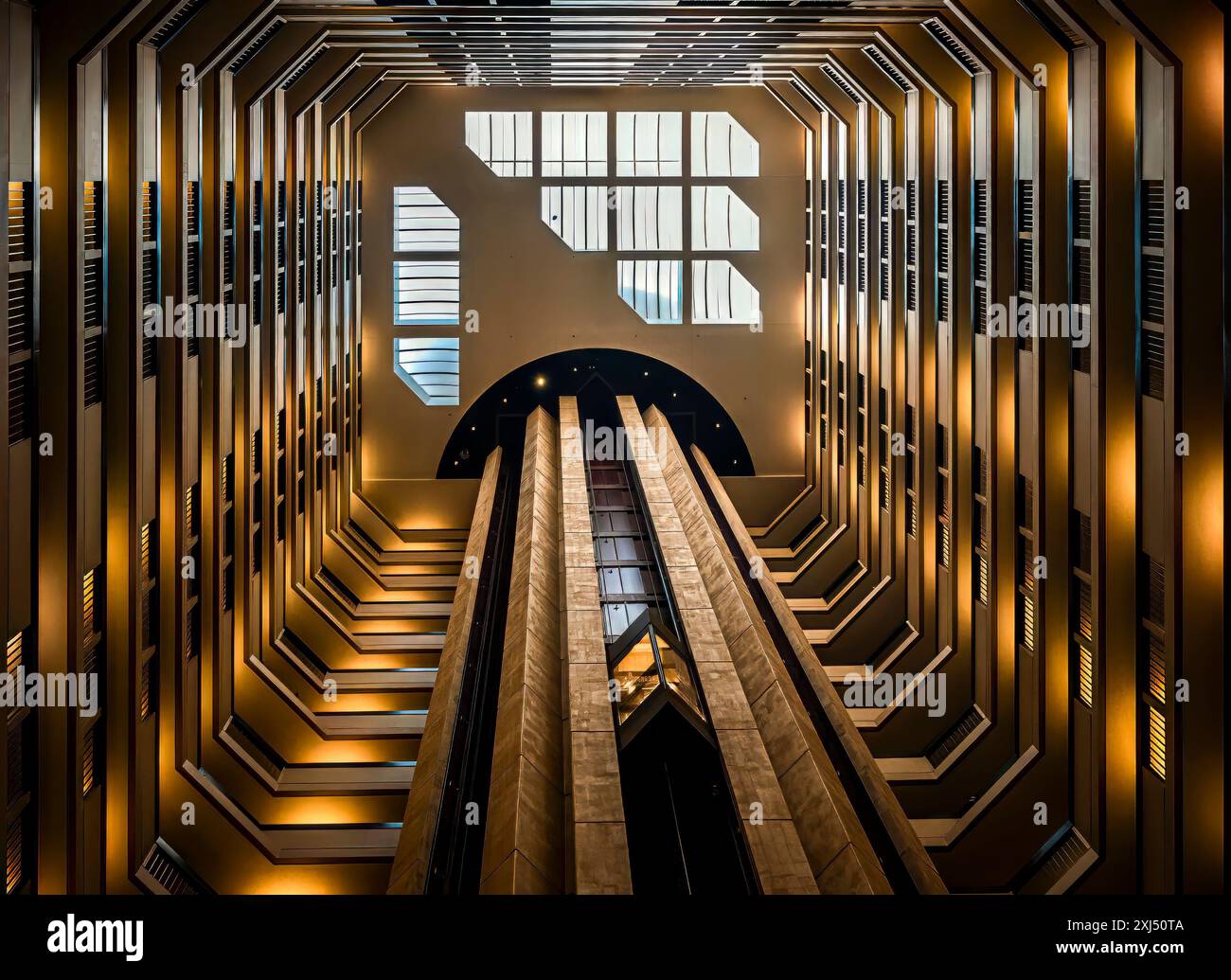 A stunning architectural interior view looking up at the ceiling of ...