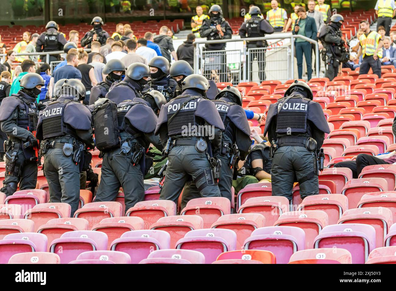 Baden-Wuerttemberg police anti-terror exercise in the stadium. In the ...