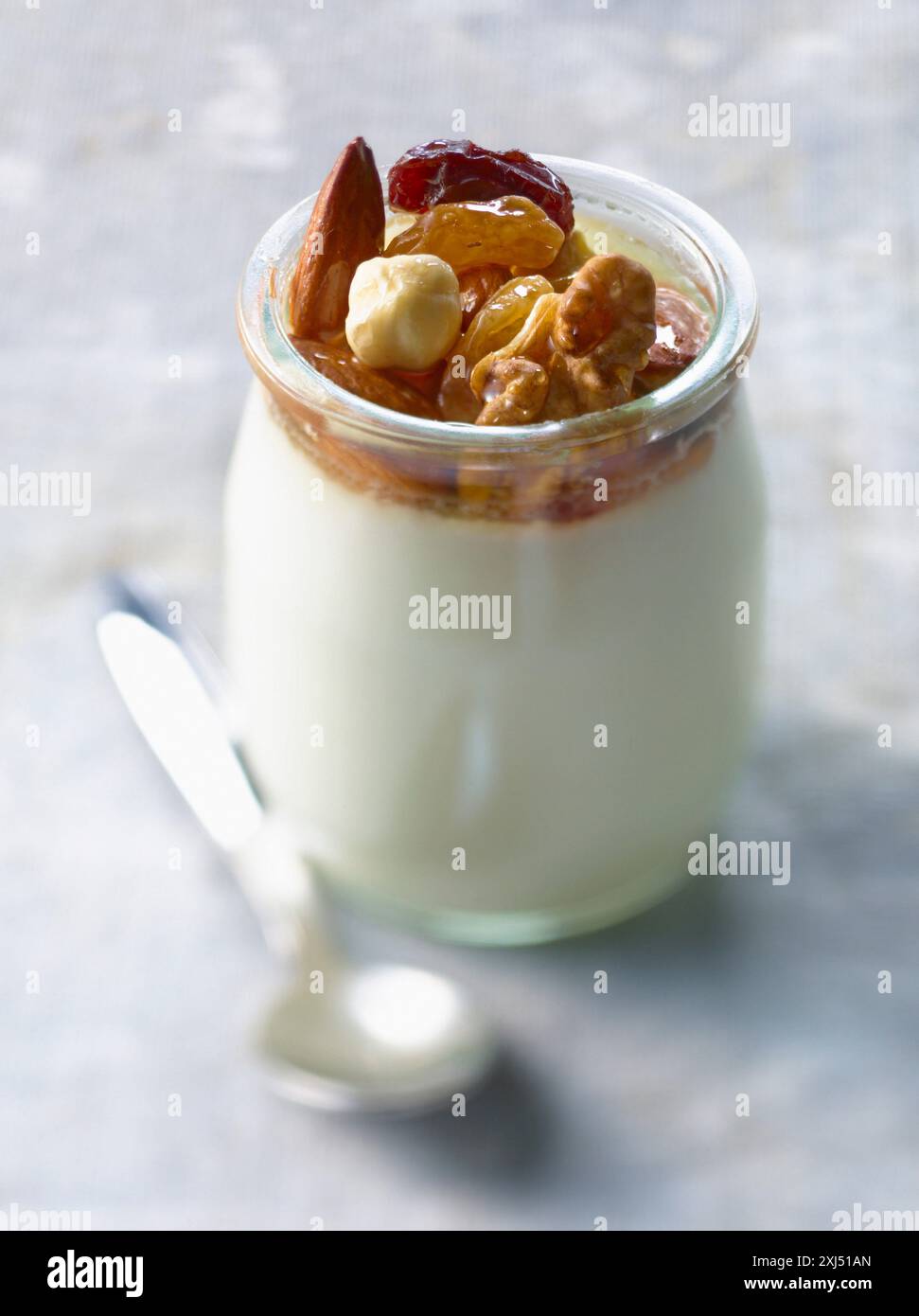 Homemade yoghurt with stewed dried fruit and honey Stock Photo - Alamy