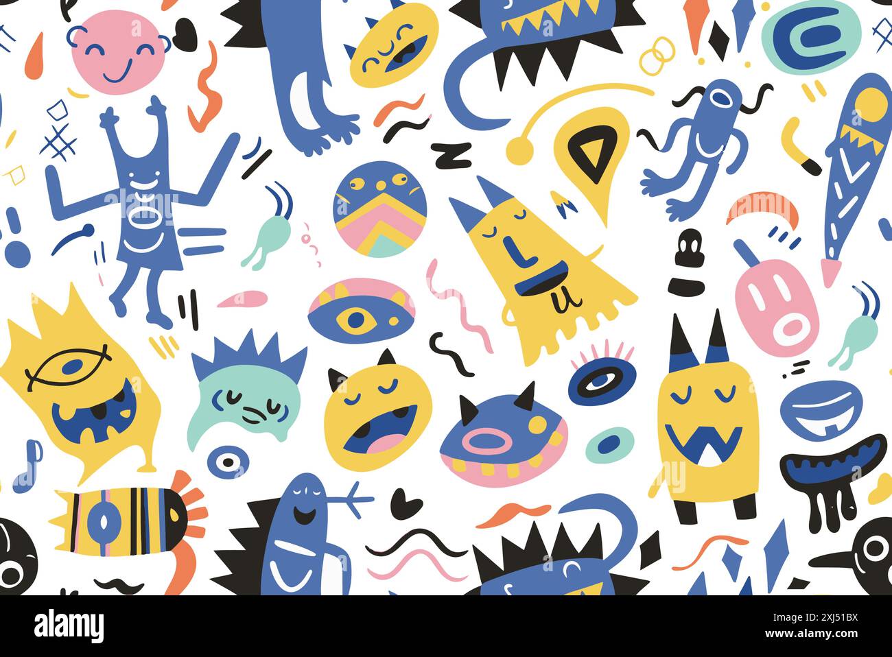 Cute alien kids textile pattern. Fabric design cosmos star little ...