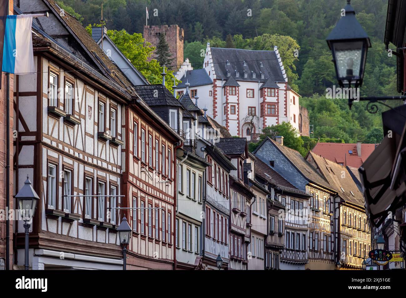 Miltenberg, old town centre with historic half-timbered houses ...