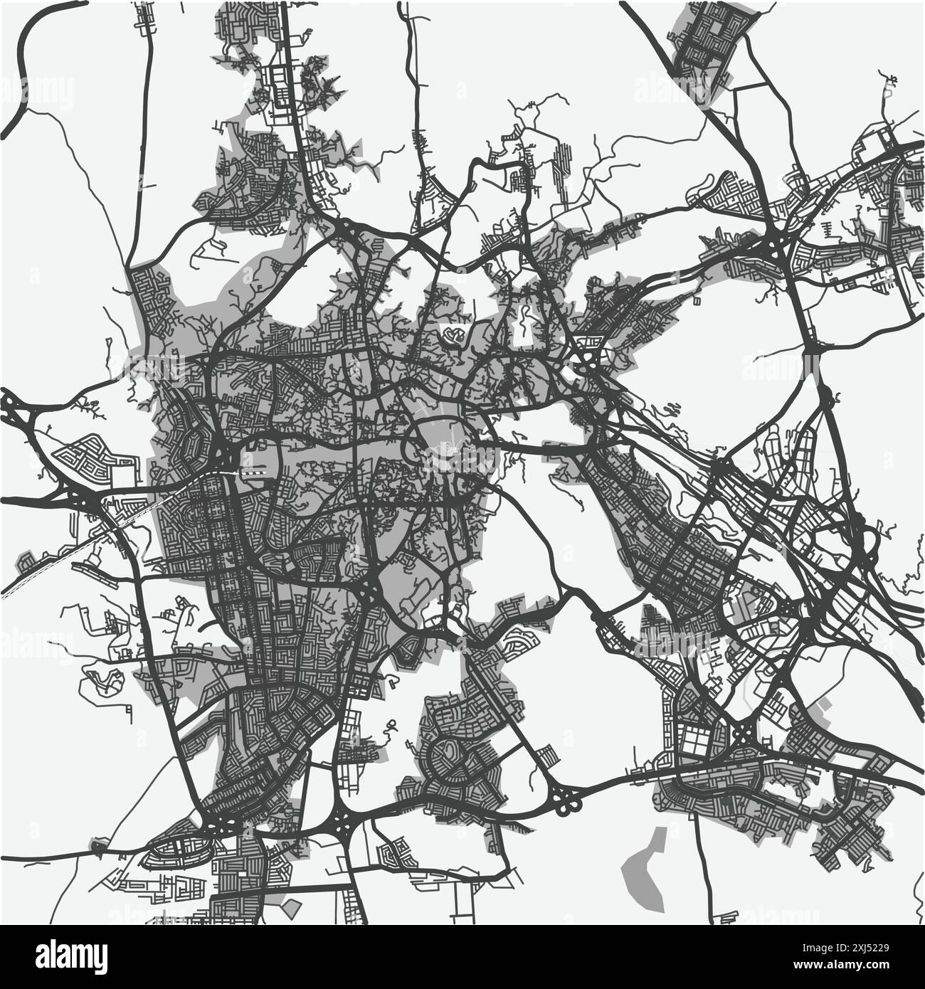 Map of Mecca in Saudi Arabia in grayscale. Contains layered vector with ...