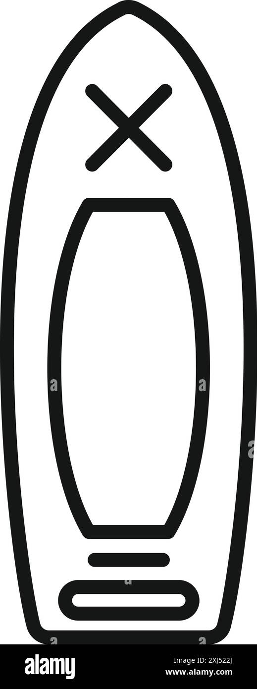 Simple black and white line drawing of a kayak, as seen from above ...