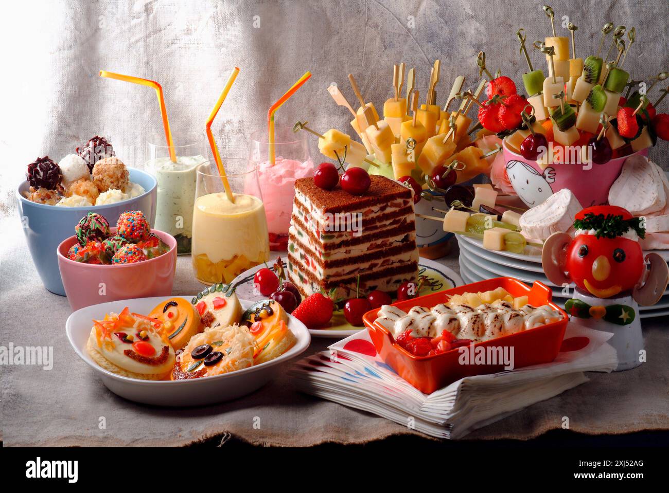 Children's buffet with a selection of cheese dishes Stock Photo - Alamy