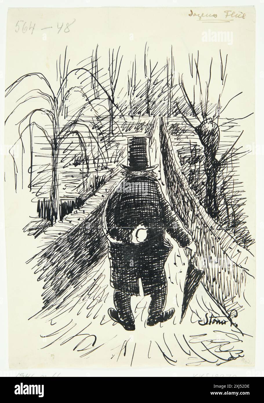 Drawing by Robert Storm Petersen (1882-1949) depicting another leaf ...