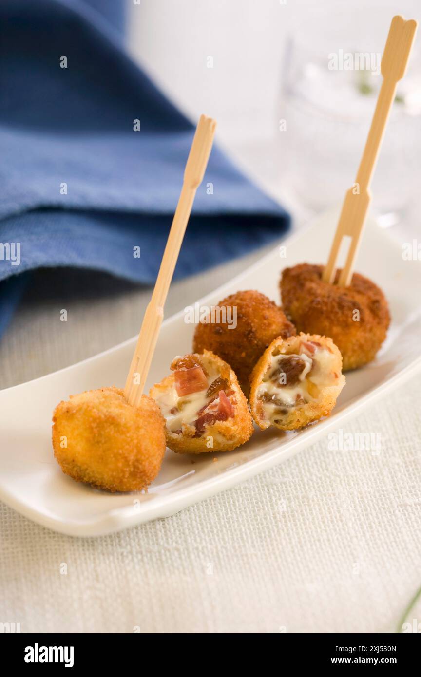Deep-fried cheese,raisin and ham balls Stock Photo - Alamy