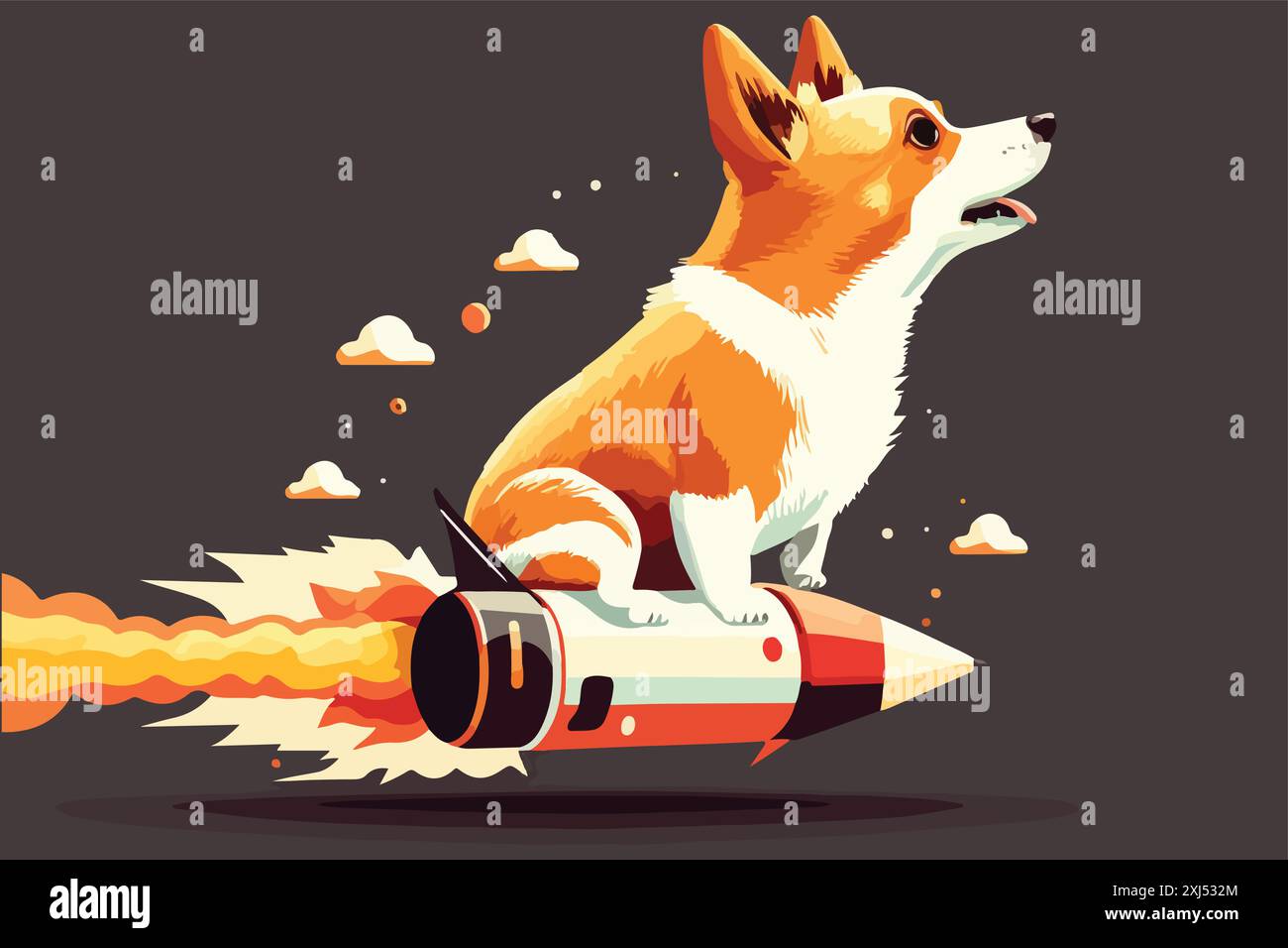 Dog riding a rocket vector illustration Stock Vector Image & Art - Alamy