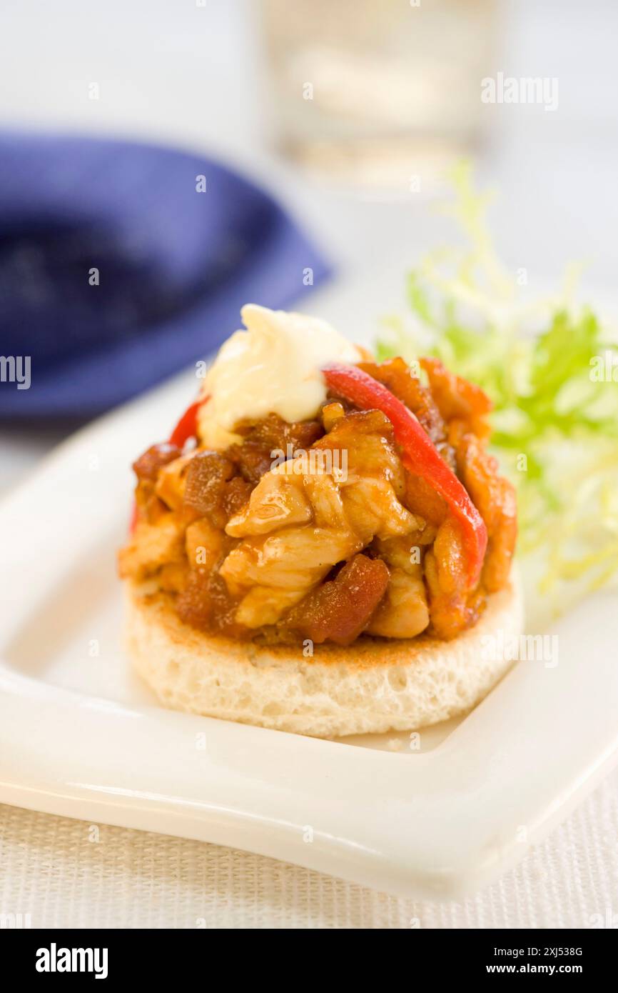 Chicken,ham and pepper canapé Stock Photo - Alamy
