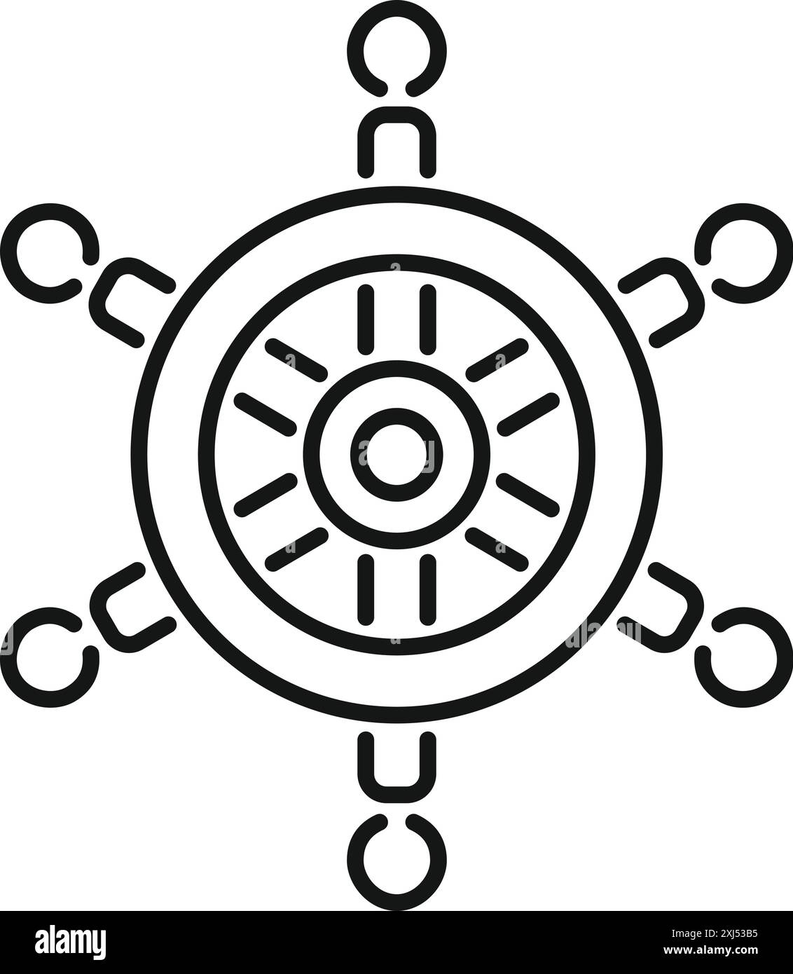 Icon of a business team working together, controlling the steering ...