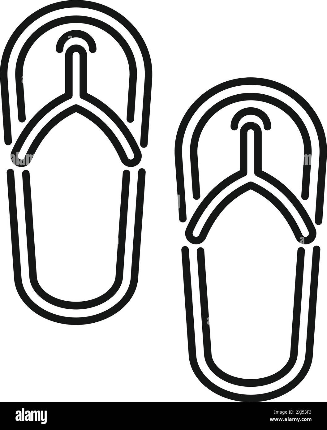 Minimalist line drawing of a pair of flip flops representing a summer vacation lifestyle Stock ...
