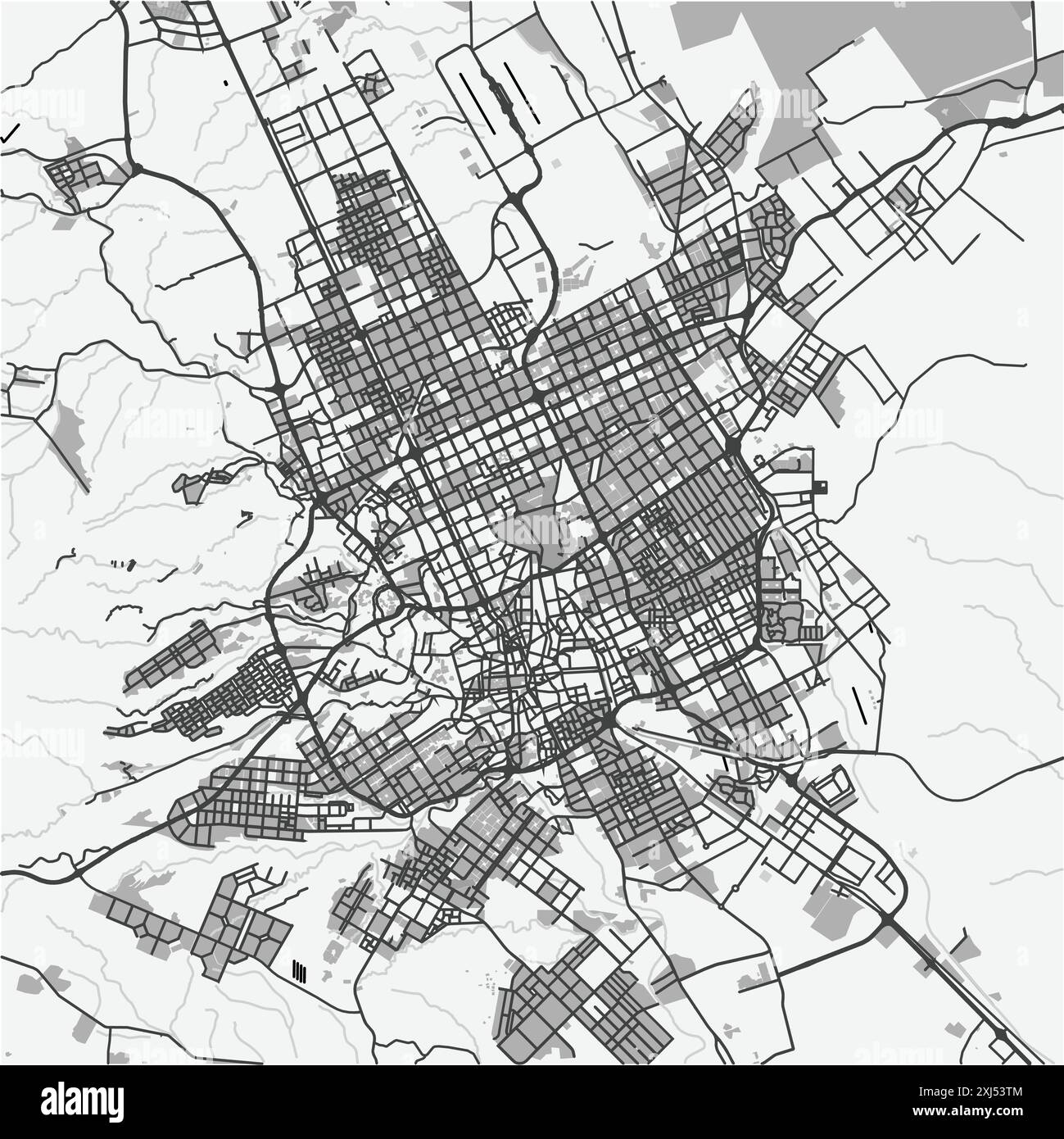 Map of Riyadh in Saudi Arabia in grayscale. Contains layered vector ...