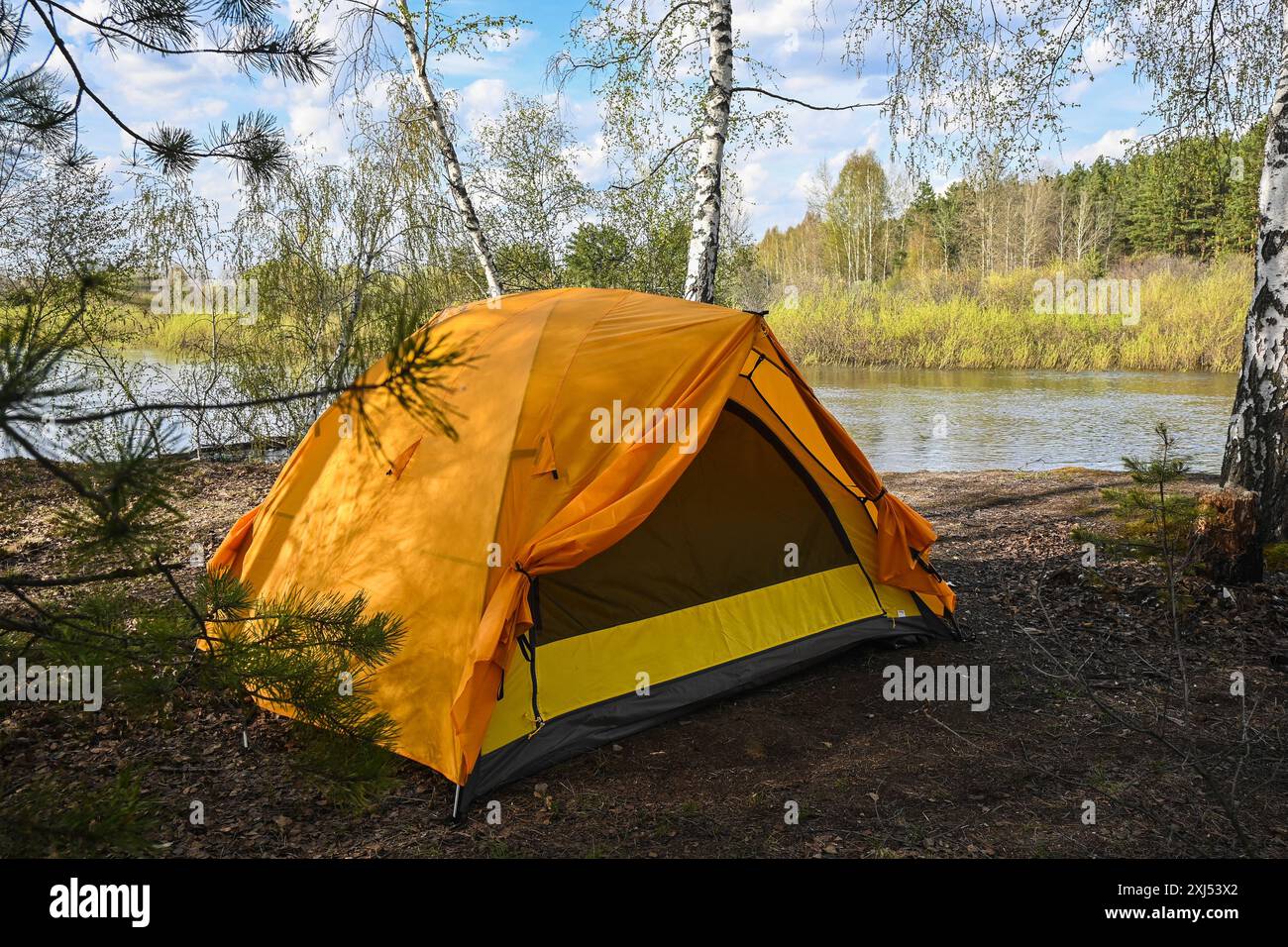 Travel to remote protected areas. Tourist tent on the shore Stock Photo ...