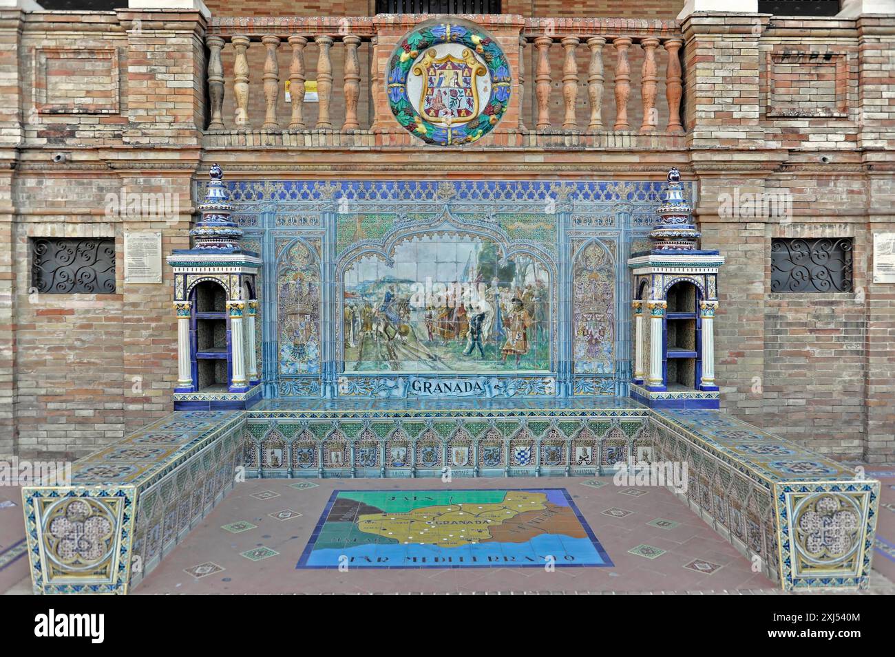 Plaza de Espana in Seville, Seville, Colourful ceramic tiles with ...