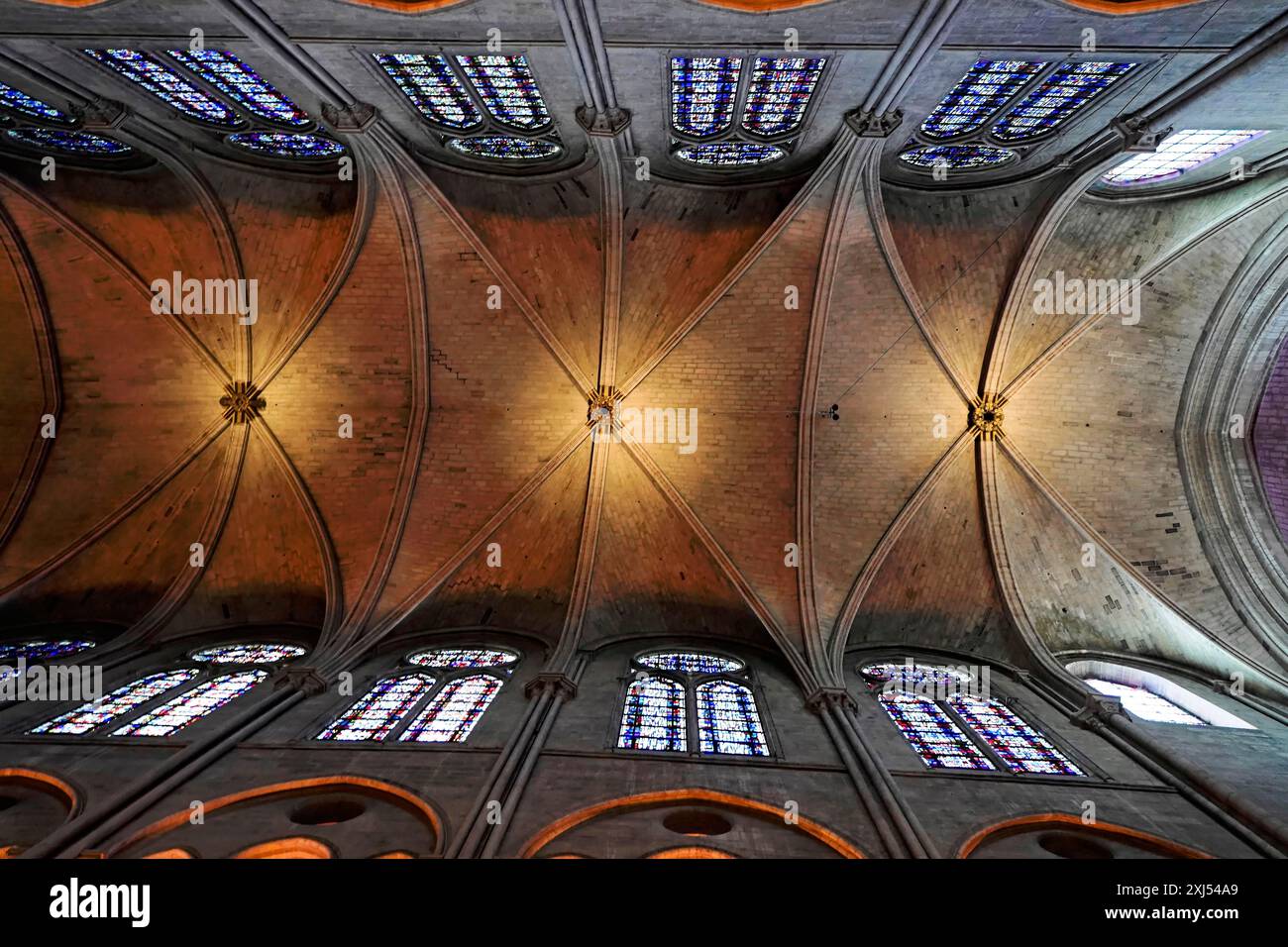Ceiling view, Notre-Dame de Paris Cathedral, Ille de la Cite, 4th ...