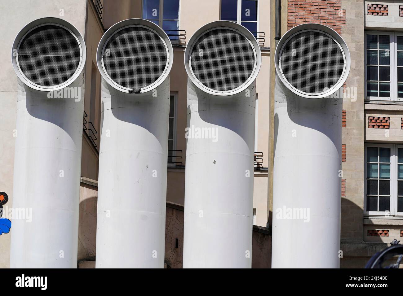 Detail, Centre Georges Pompidou, Paris, France, Europe, Four large ...