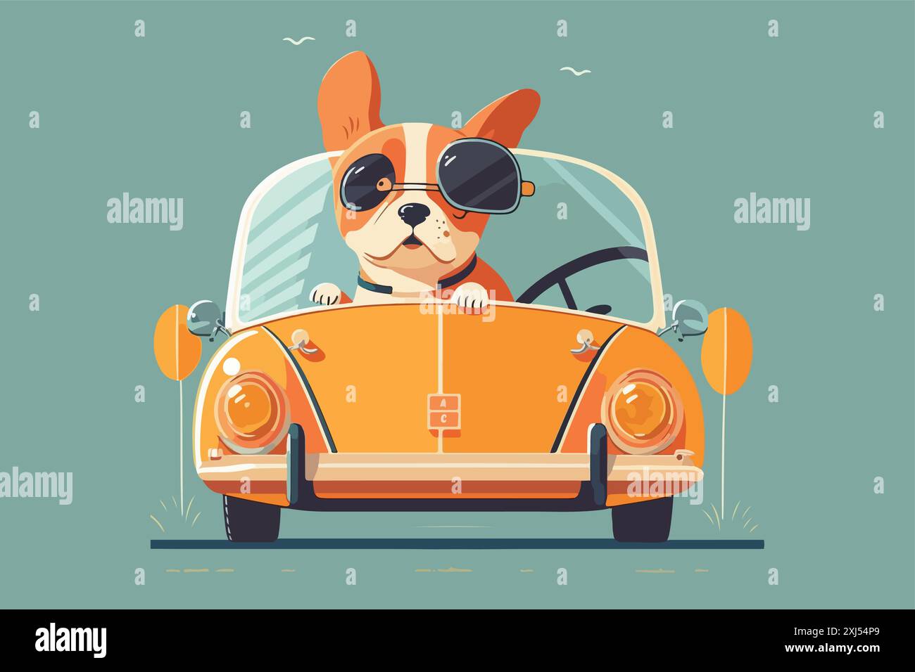 Dog riding a car vector illustration Stock Vector Image & Art - Alamy
