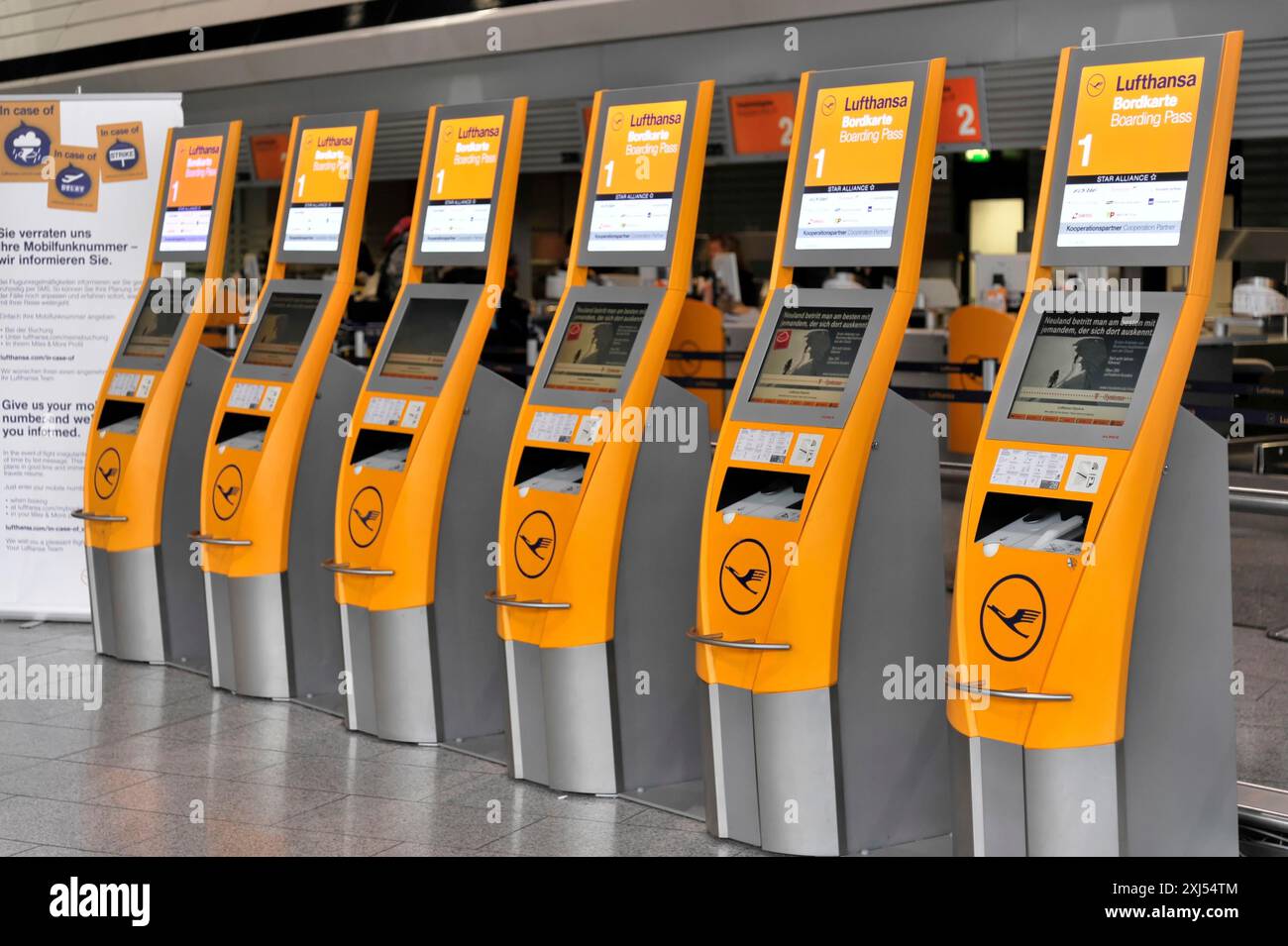 Frankfurt Airport, Frankfurt am Main, Hesse, Germany, Europe, row of ...