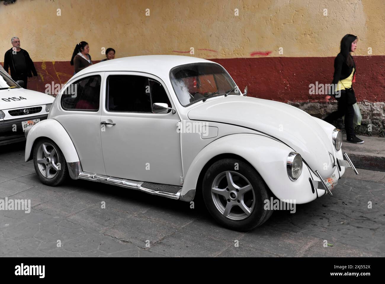 San Christobal de las Casas, Mexico, Central America, White VW Beetle ...