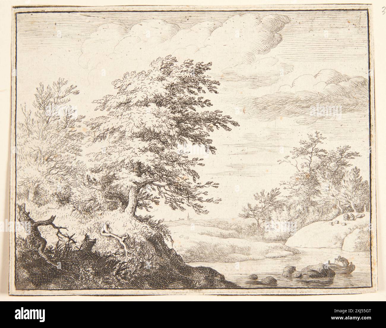 River landscape with a rowboat Everdingen, Allaert van 1621 - 1675 ...