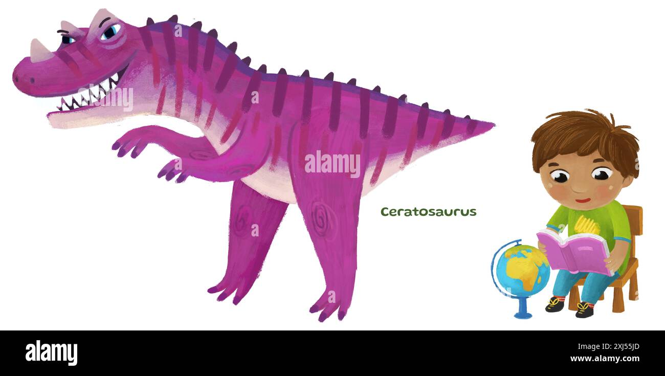 cartoon happy and funny colorful prehistoric dinosaur dino ceratosaurus ...