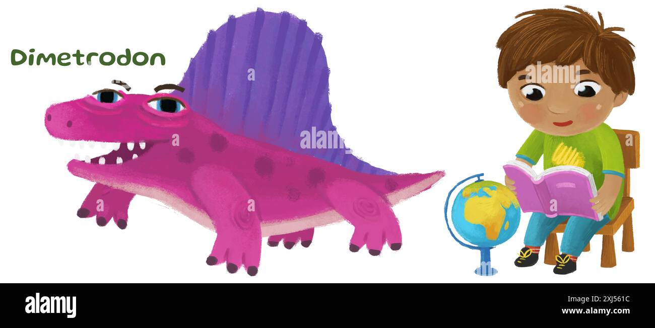 cartoon happy and funny colorful prehistoric dinosaur dino dimetrodon ...