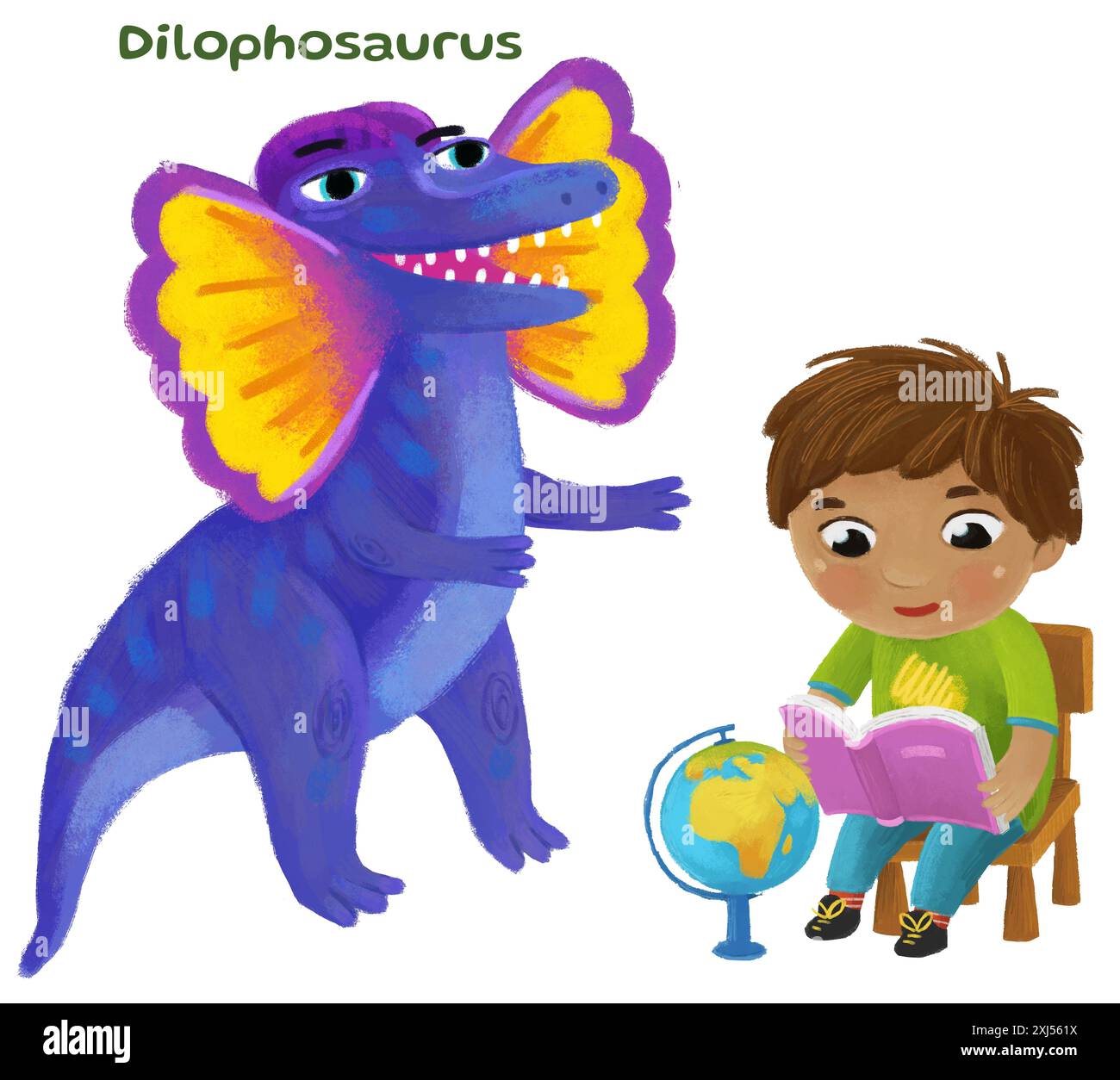 cartoon happy and funny colorful prehistoric dinosaur dino ...