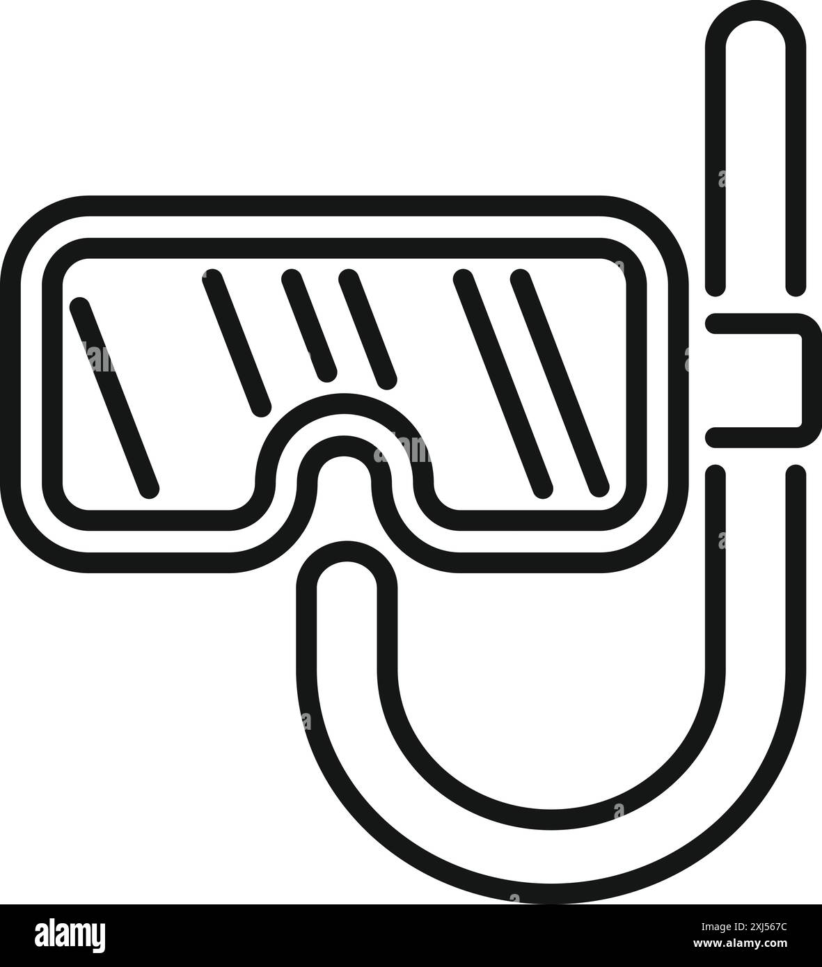 Simple line art style icon of a diving mask, ready for underwater ...