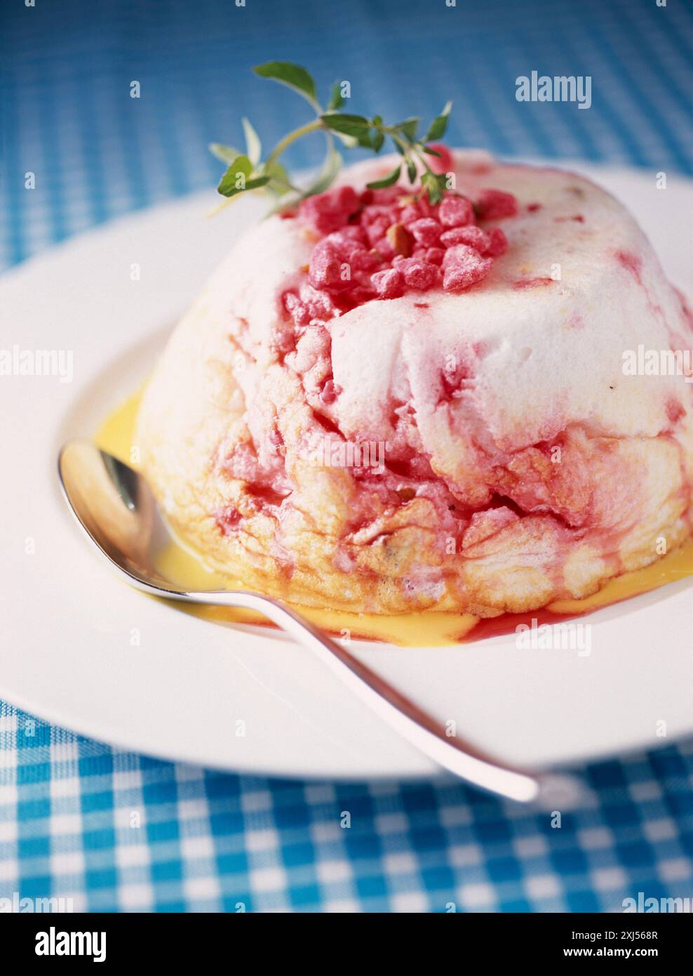 Pink praline floating islands Stock Photo - Alamy