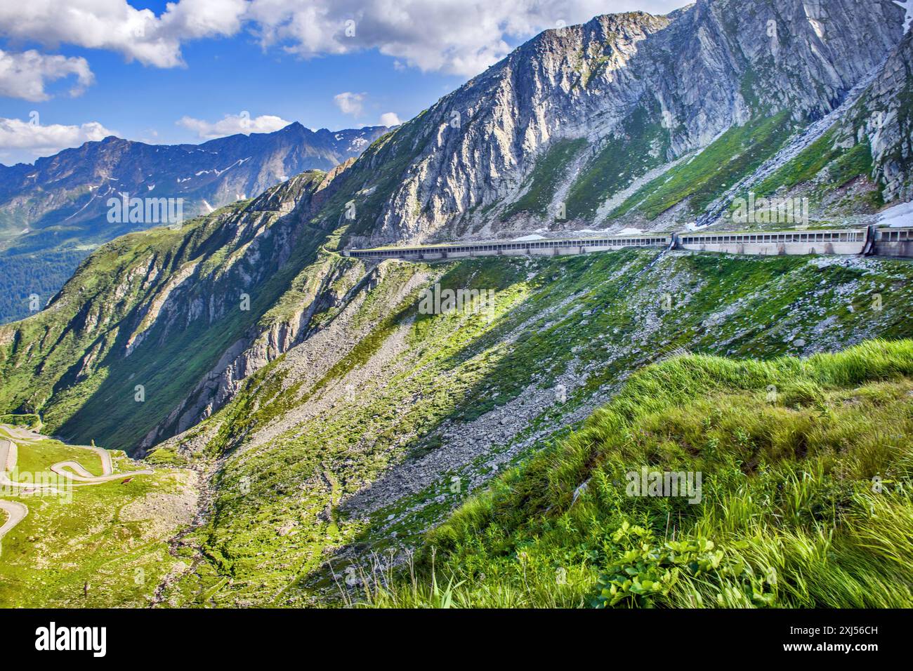 Right gallery with modern route road from for south ramp of pass summit ...