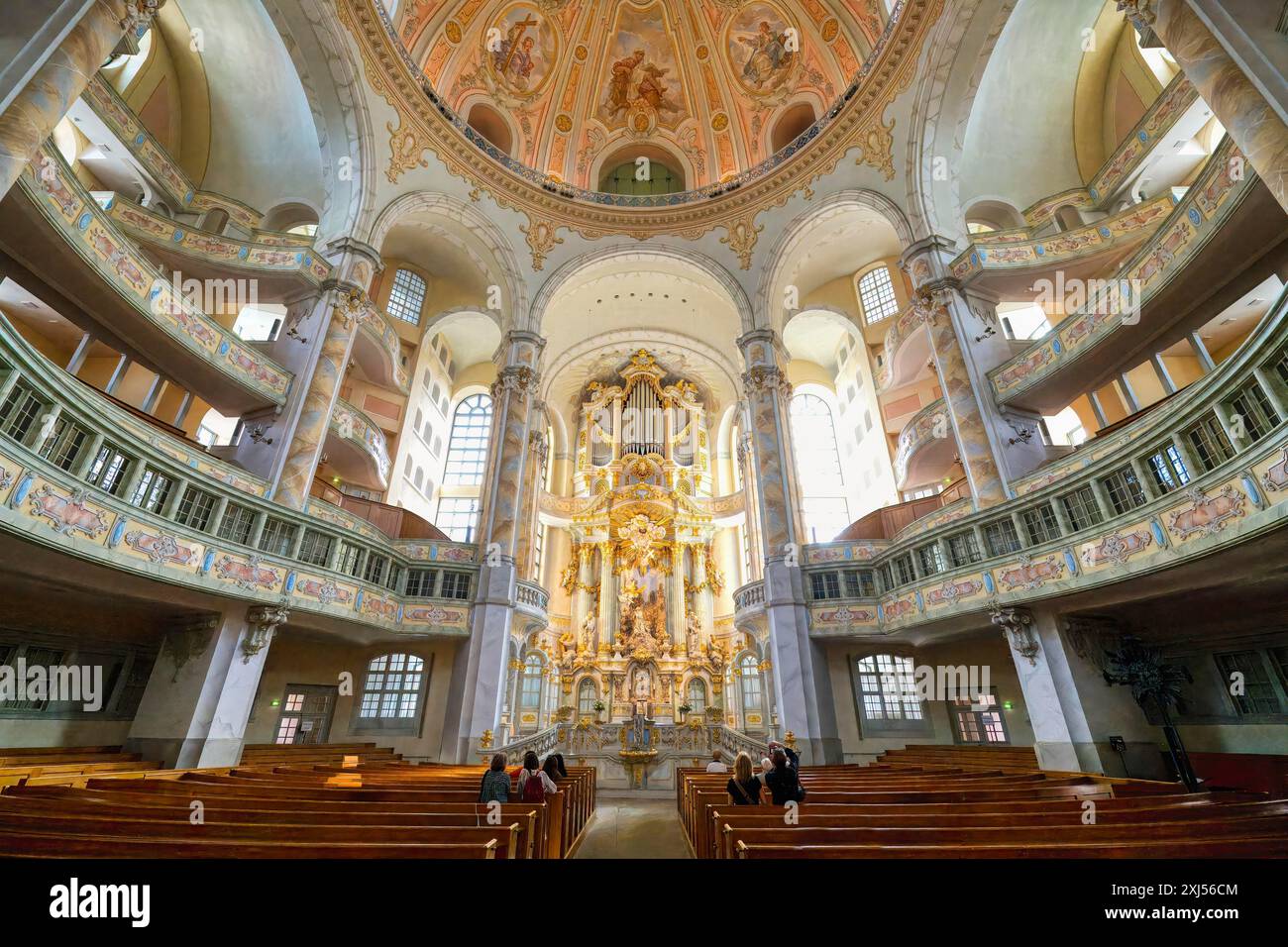 Baroque Protestant Lutheran Church of Our Lady, Interior view with ...