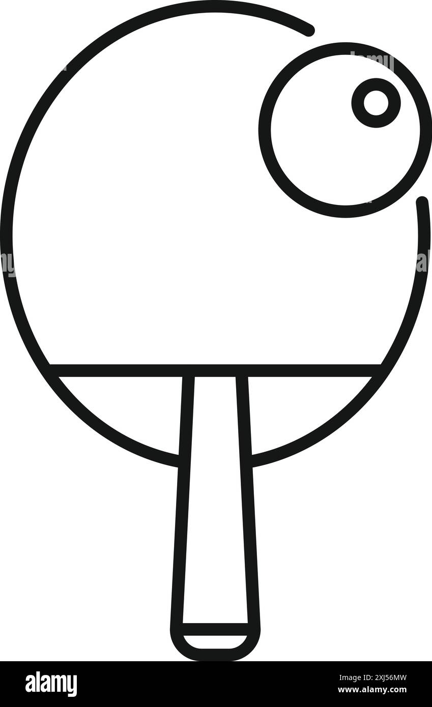 Simple line drawing of a ping pong paddle about to hit a ball Stock ...