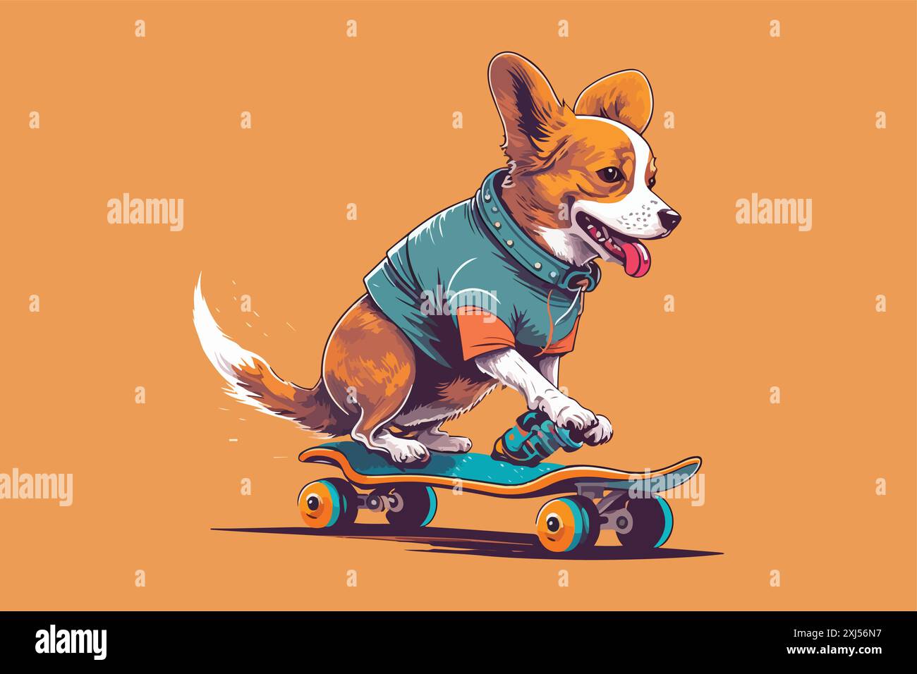 Dog riding a skateboard vector illustration Stock Vector Image & Art ...
