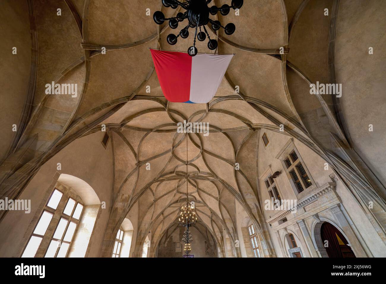 Prague Castle, Old Royal Palace, Vladislav Hall and ceiling, Prague ...