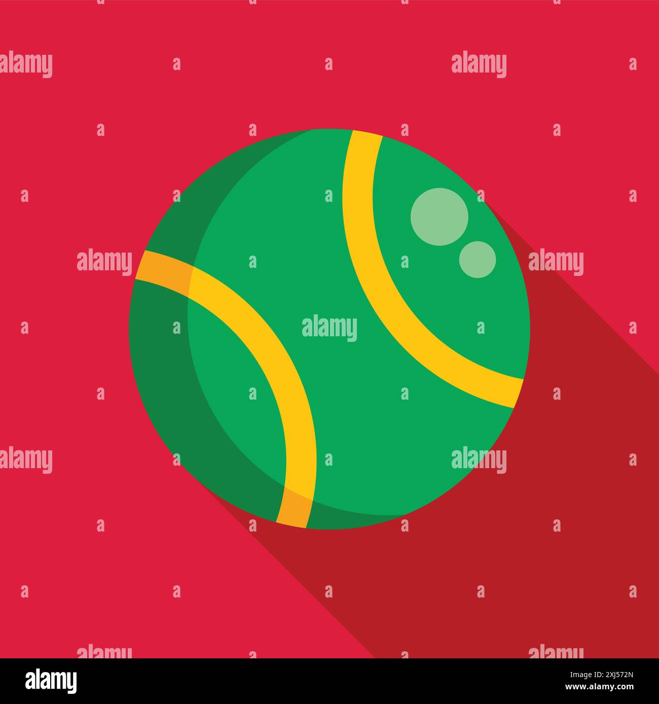 Simple, flat design of a green ball bouncing with a long shadow Stock ...