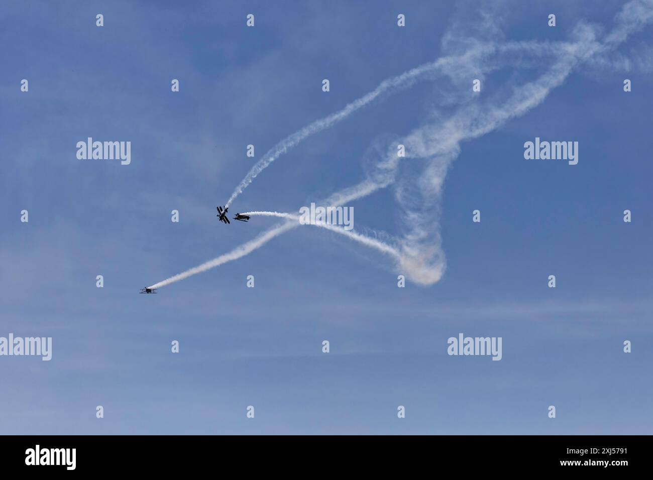 Airshow, aerobatic, biplane flying maneuver, Montreal, Province of ...