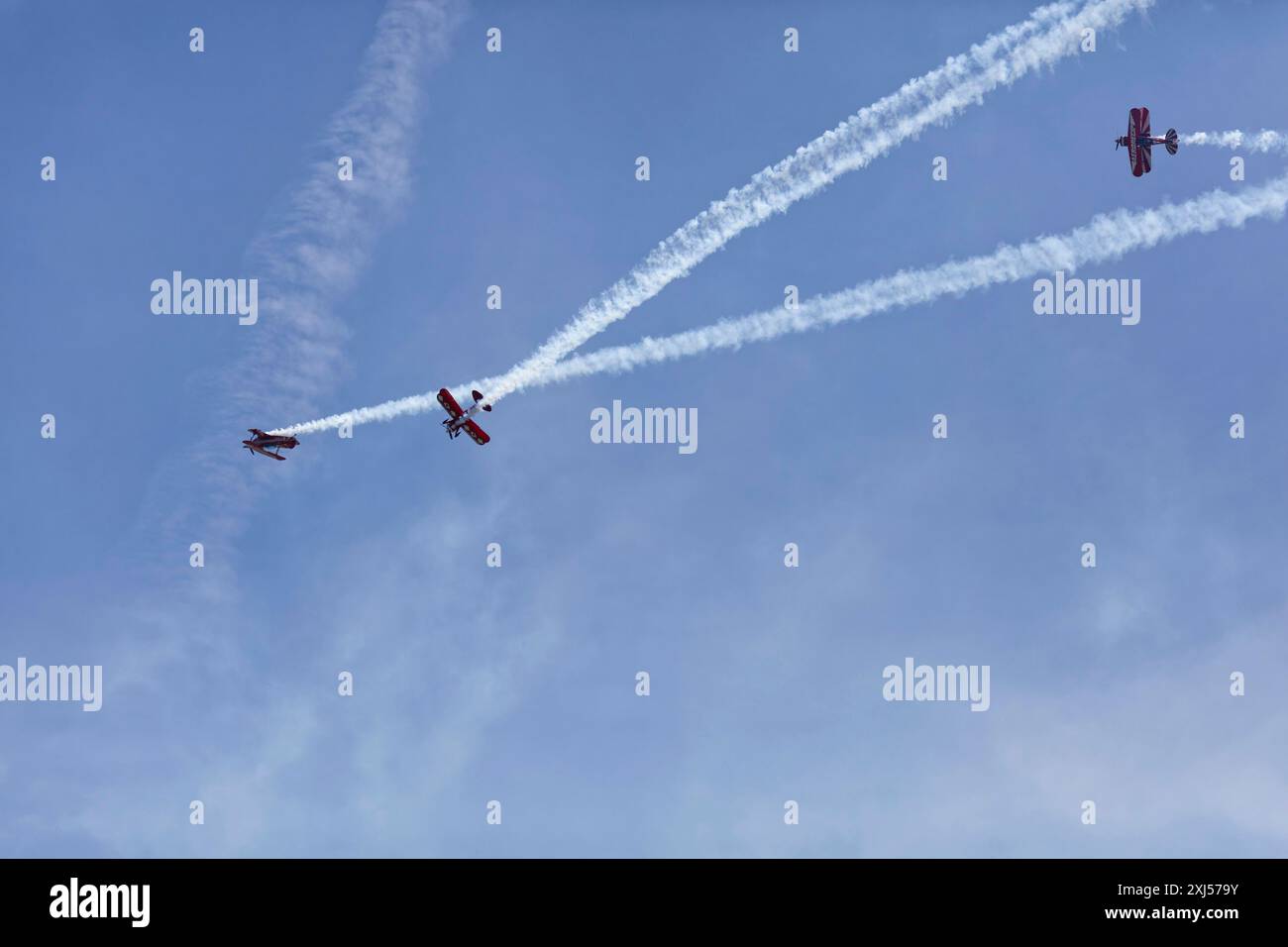 Airshow, aerobatic, biplane flying maneuver, Montreal, Province of ...