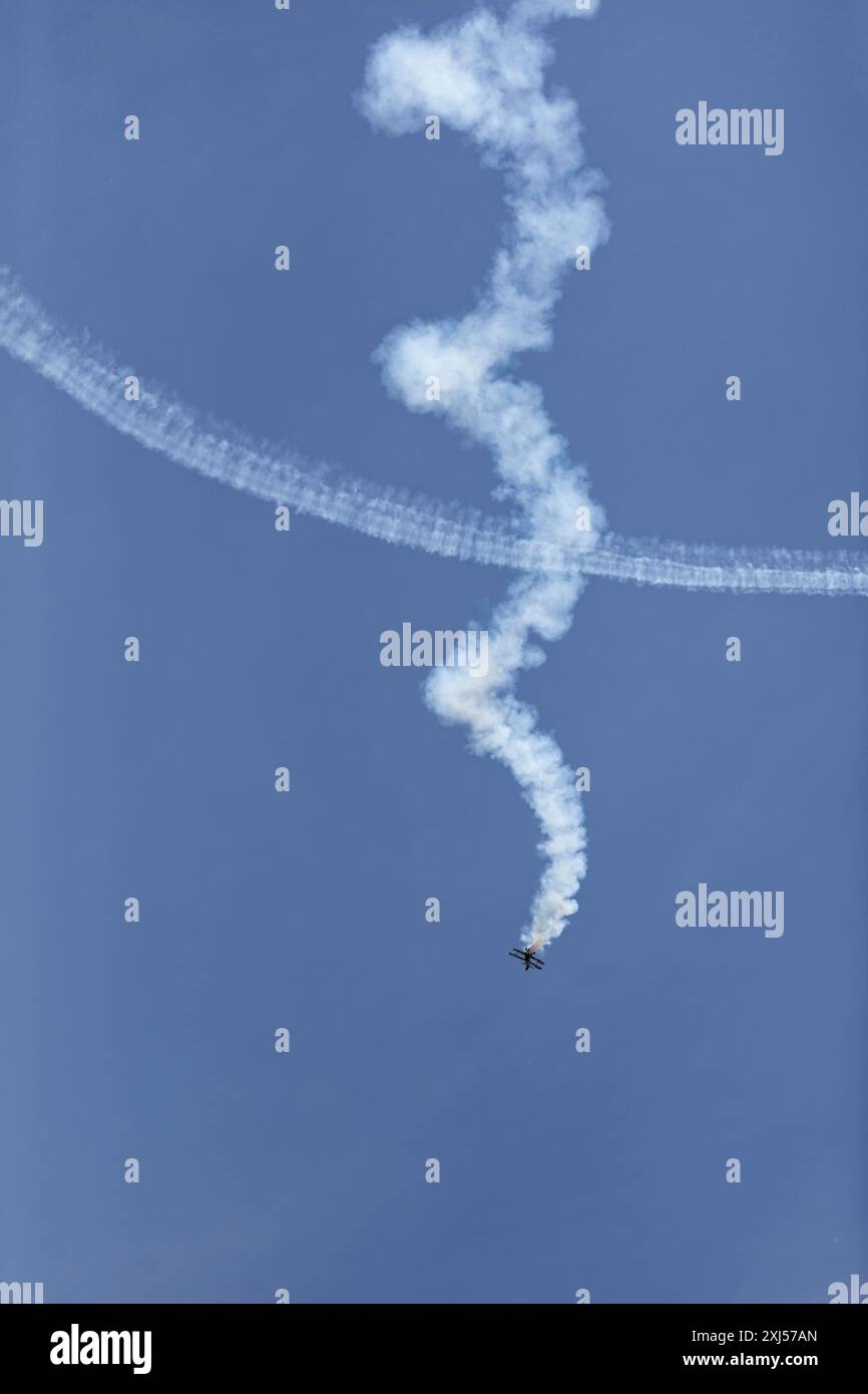 Airshow, aerobatic, biplane flying maneuver, Montreal, Province of ...