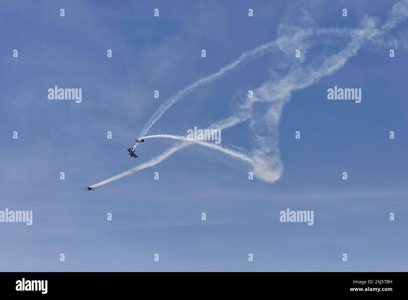 Airshow, aerobatic, biplane flying maneuver, Montreal, Province of ...