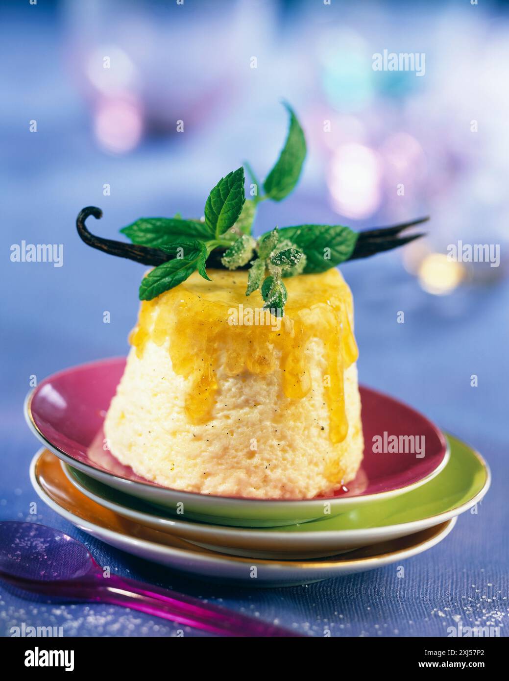 Fromage blanc Dariole with honey coating Stock Photo - Alamy