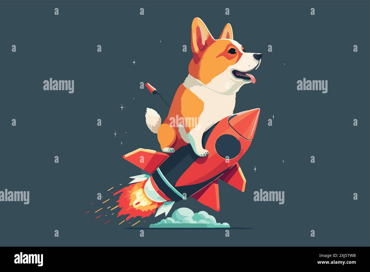 Dog riding a rocket vector illustration Stock Vector Image & Art - Alamy