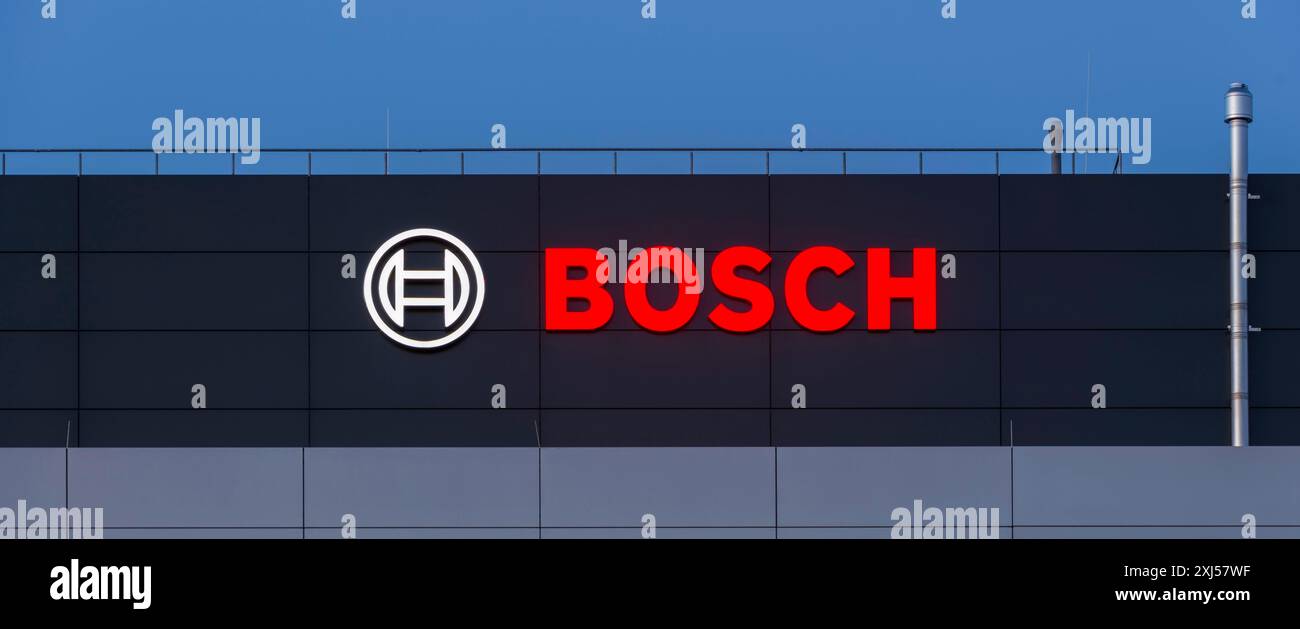 Logo of Robert Bosch GmbH on the facade of a building, Waiblingen ...