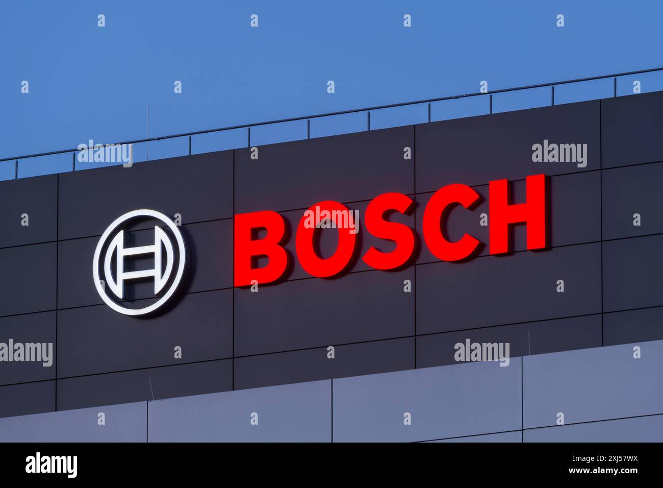 Logo of Robert Bosch GmbH on the facade of a building, Waiblingen ...