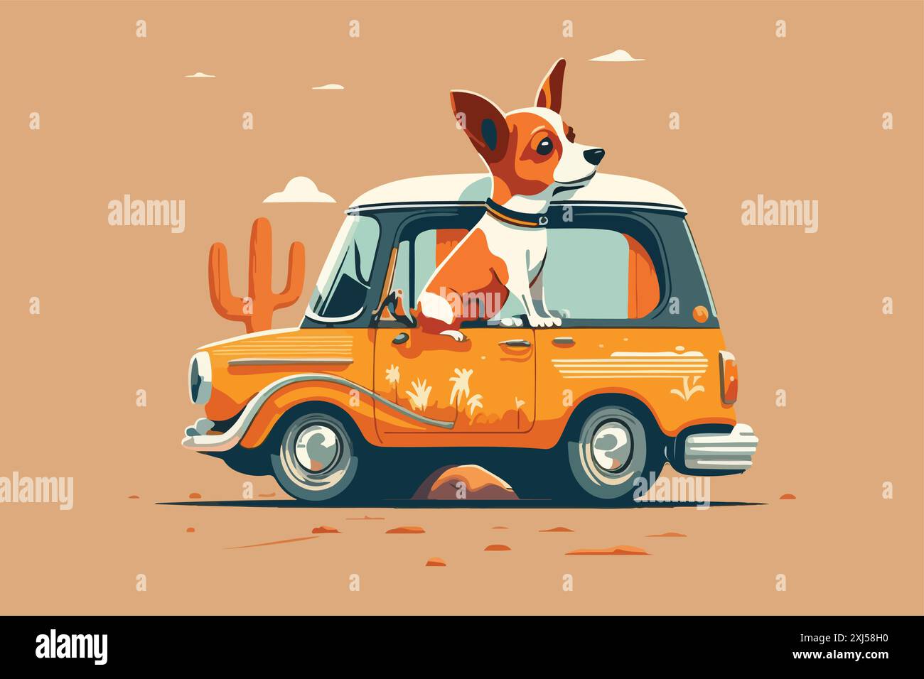Dog riding a car vector illustration Stock Vector Image & Art - Alamy