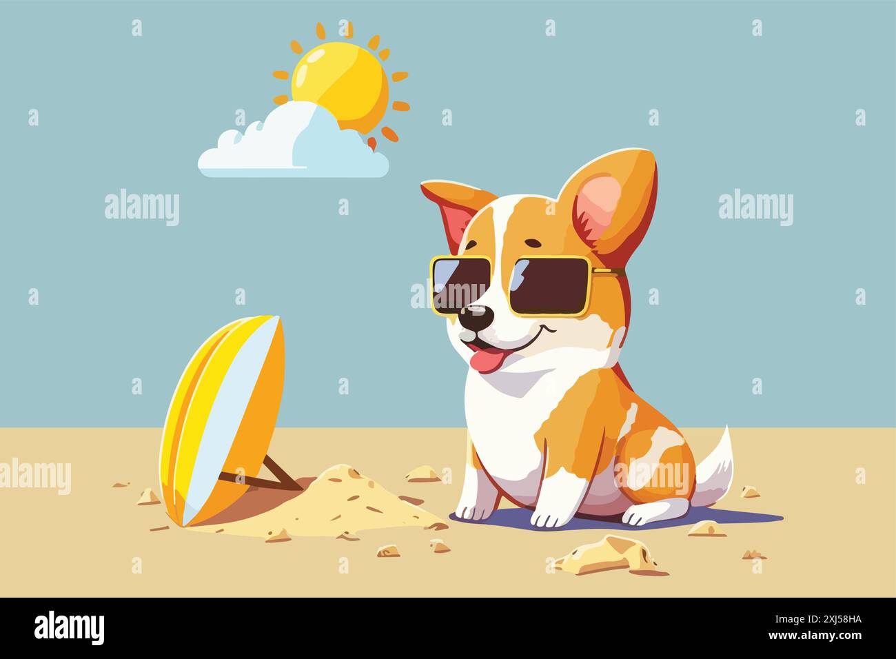 Dog summer vector illustration Stock Vector Image & Art - Alamy