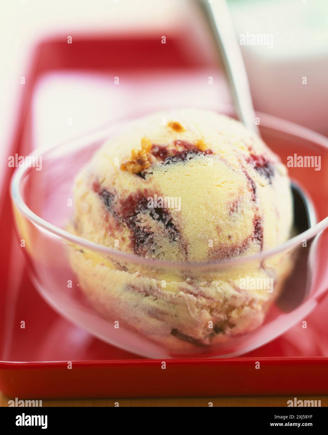 Vanilla and summer fruit coulis ice cream Stock Photo - Alamy