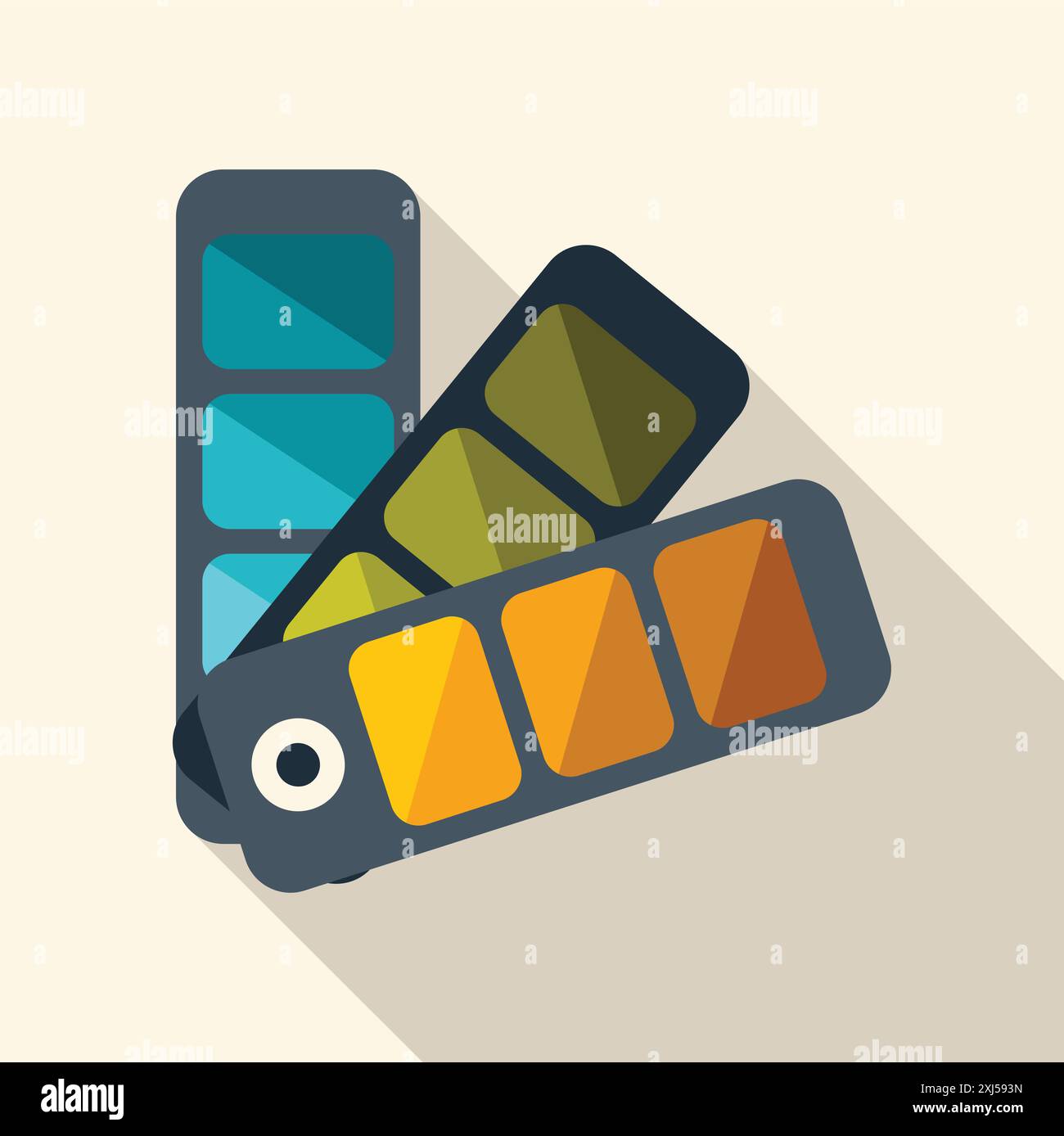 Color palettes overlapping, showing a variety of colorful swatches ...