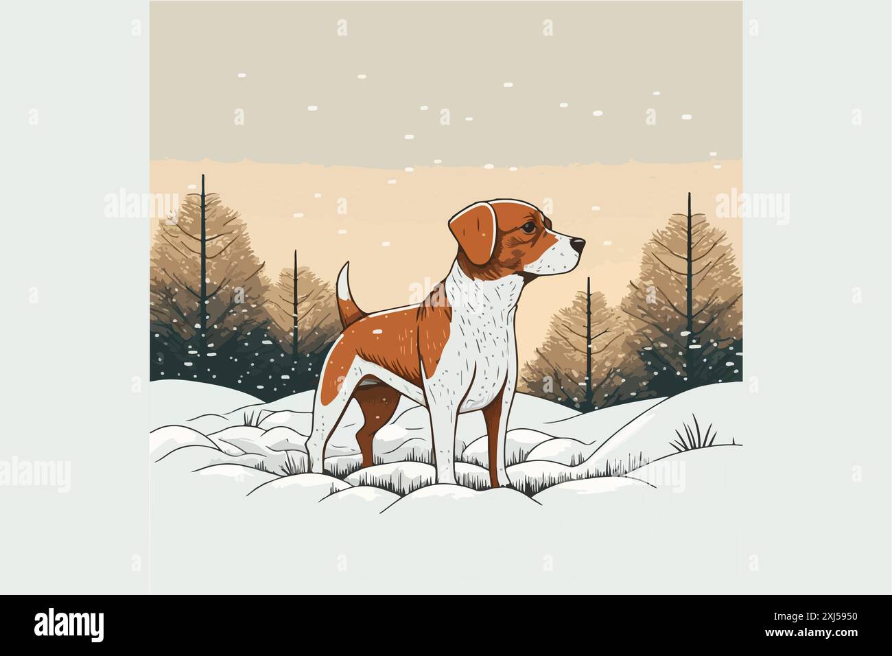 Dog winter vector illustration Stock Vector Image & Art - Alamy
