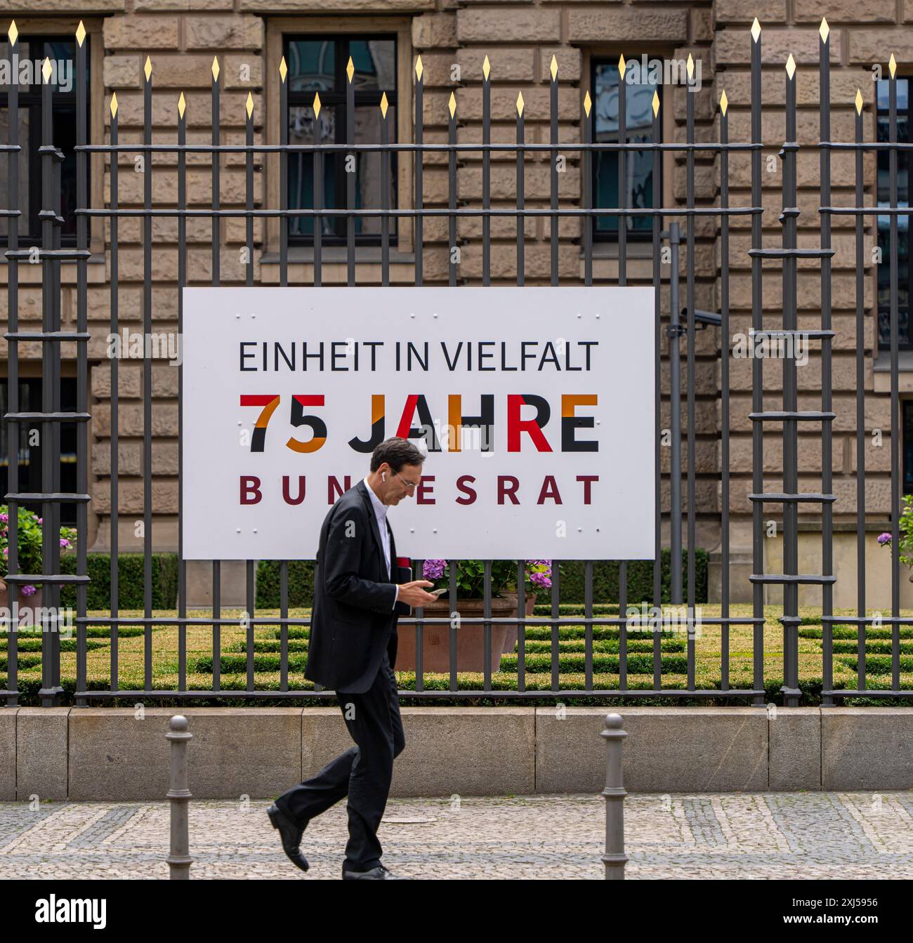 Unity in diversity, slogan on the fence of the Bundesrat building ...